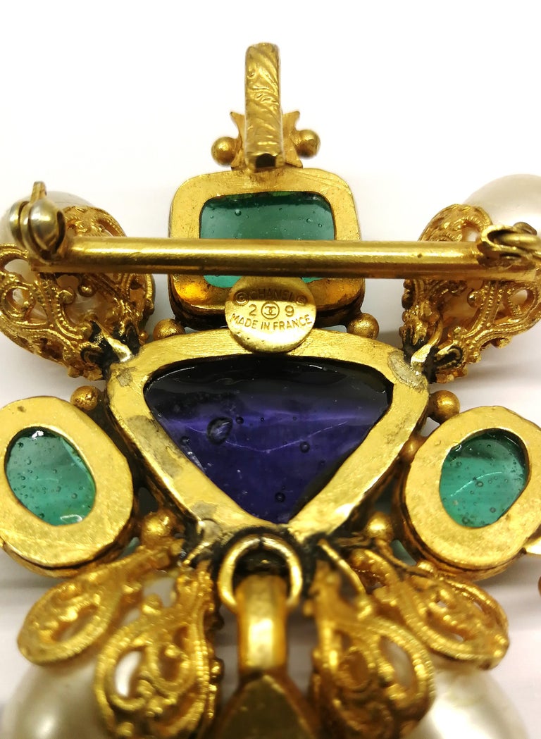 A large poured glass 'cruxiform' brooch, Robert Goossens for Chanel ...