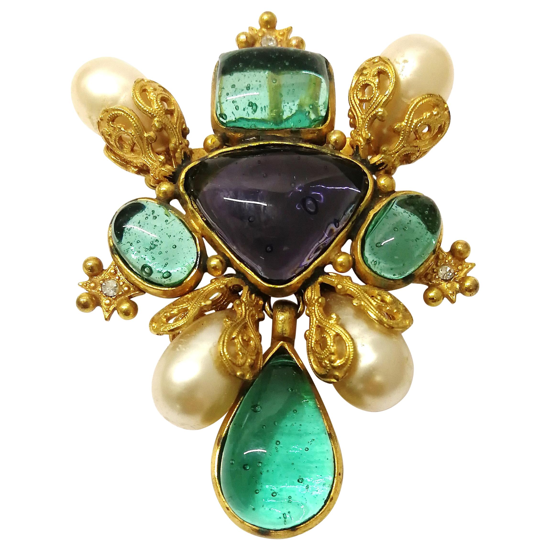 A large poured glass 'cruxiform' brooch, Robert Goossens for Chanel ...