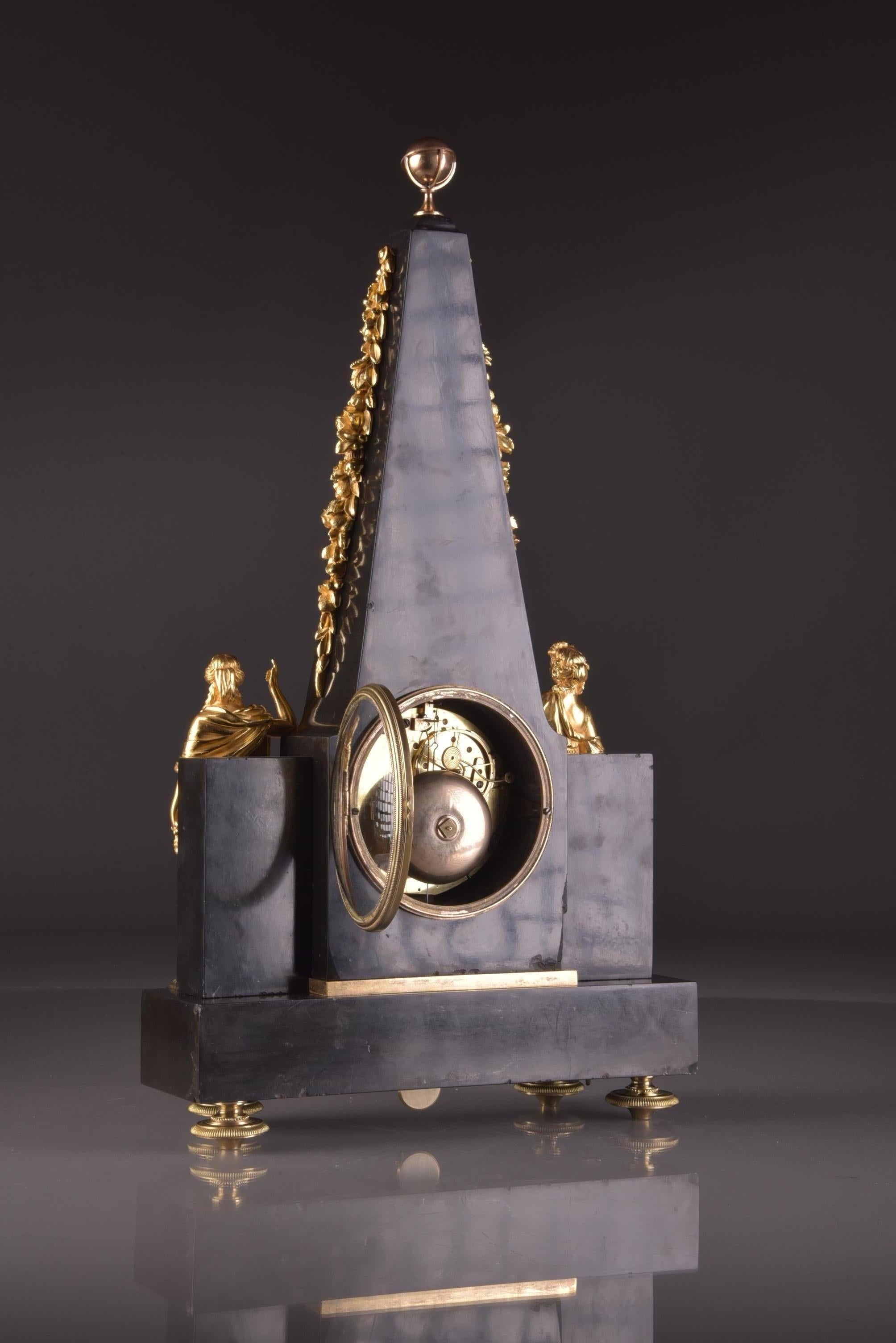 Large Rare Museum Quality Obelisk Mantel Clock with Calendar, Late 18th ...