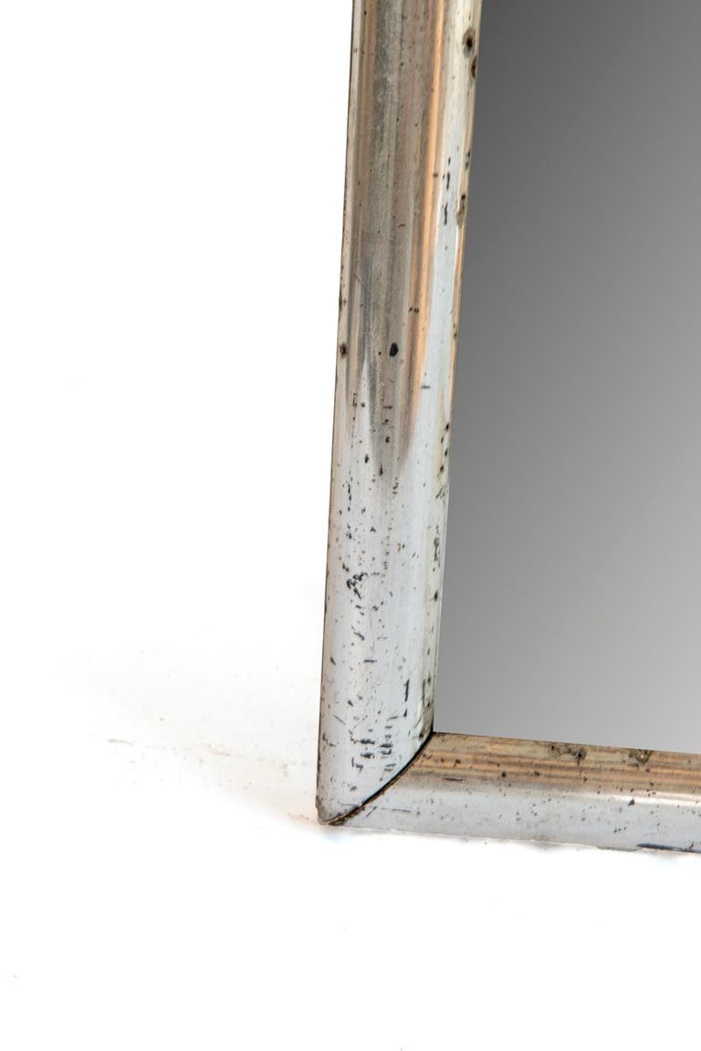 Large Rectangular Silver Mirror with Original Glass For Sale at 1stDibs