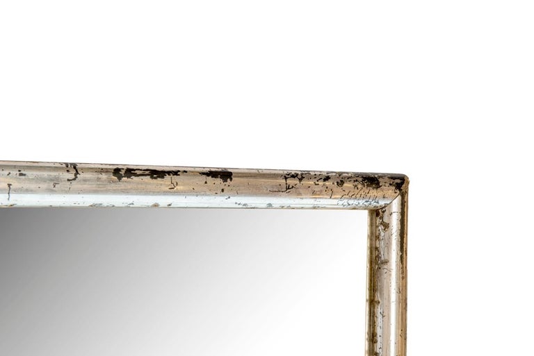 Large Rectangular Silver Mirror with Original Glass For Sale at 1stDibs