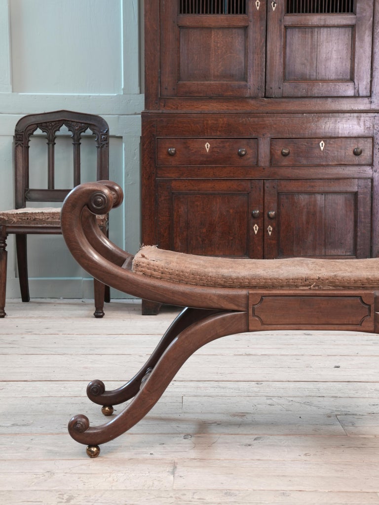 Large Regency Mahogany Window Seat For Sale at 1stDibs