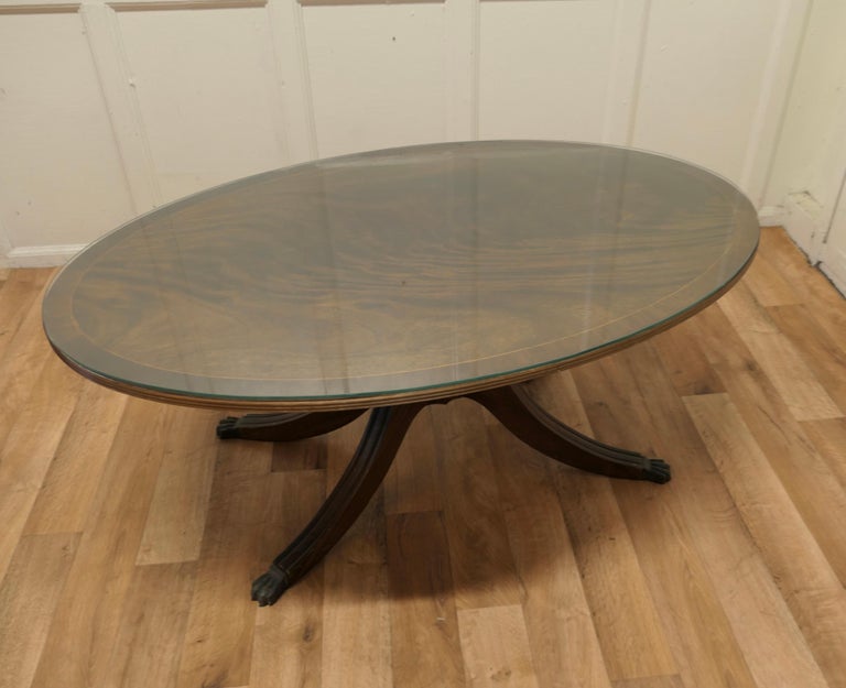 Large Regency Style Flame Mahogany Coffee Table For Sale at 1stDibs