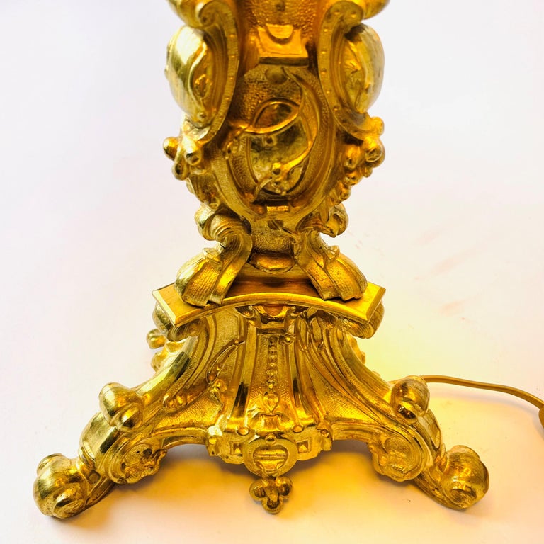 Large Rococo Revival Table Lamp in Gilded Bronze, Mid-19th Century For ...