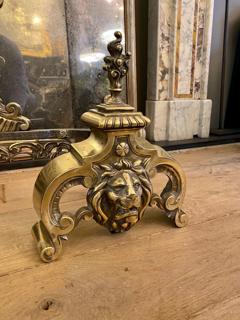 Large Rococo Style Brass and Steel Fire Grate at 1stDibs