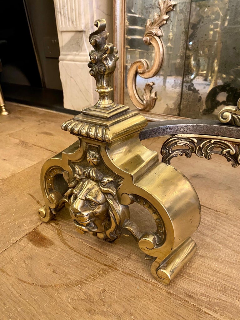 Large Rococo Style Brass and Steel Fire Grate at 1stDibs