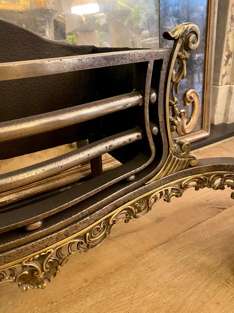 Large Rococo Style Brass and Steel Fire Grate at 1stDibs