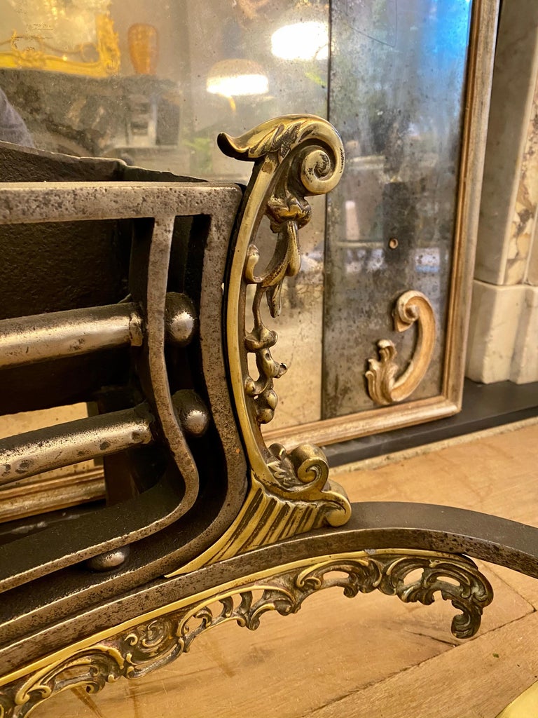 Large Rococo Style Brass and Steel Fire Grate at 1stDibs