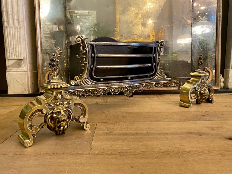 Large Rococo Style Brass and Steel Fire Grate at 1stDibs