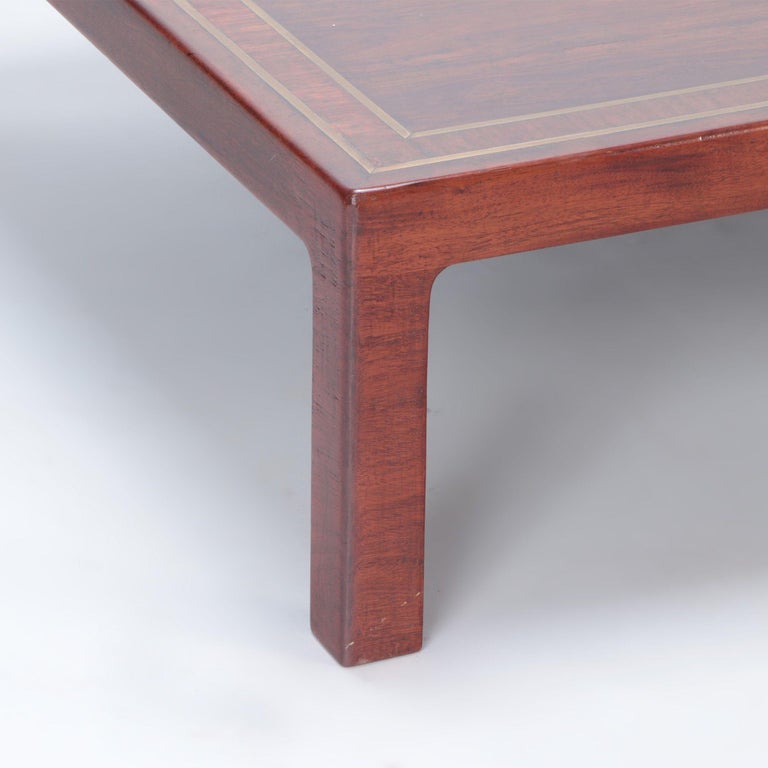 Large Rosewood and Brass Inlaid Brazilian Coffee Table, C 1975 For Sale ...
