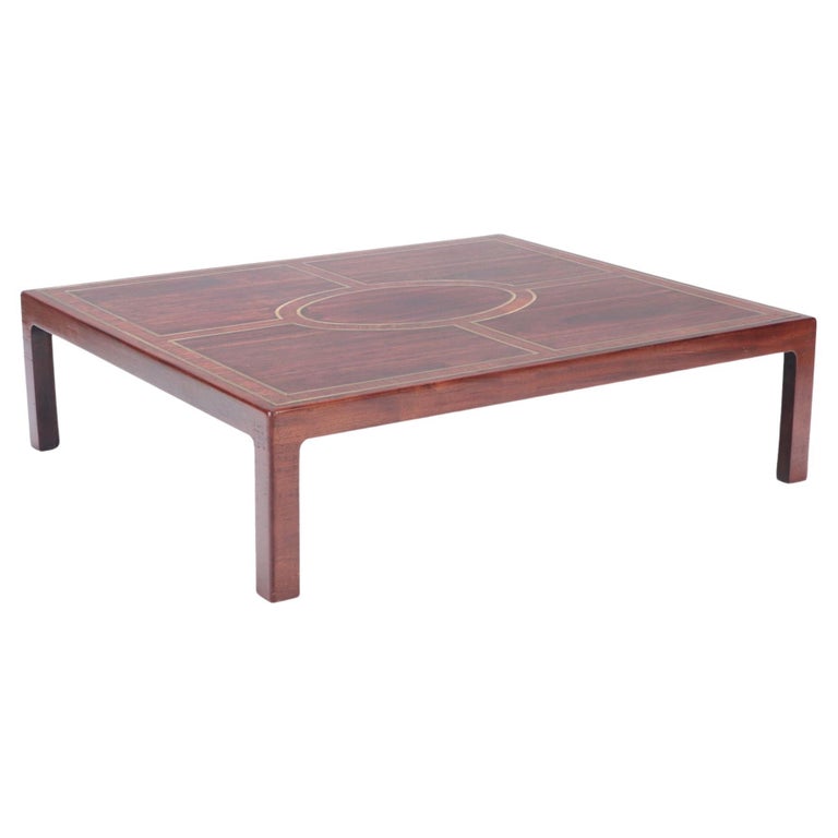Large Rosewood and Brass Inlaid Brazilian Coffee Table, C 1975 For Sale ...