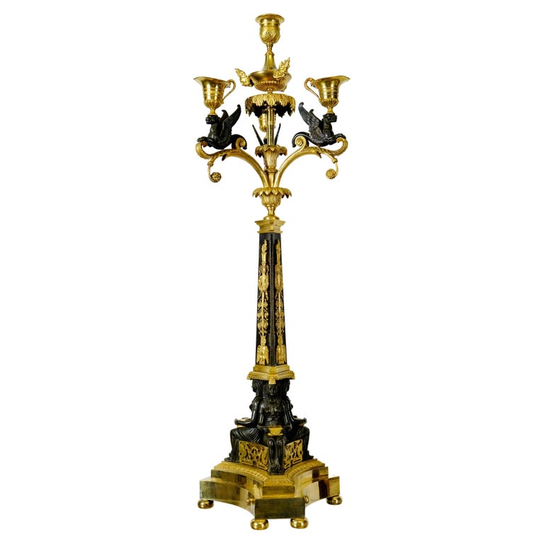 Large Single Top Quality Empire Candelabra Made circa 1810, Retour De ...