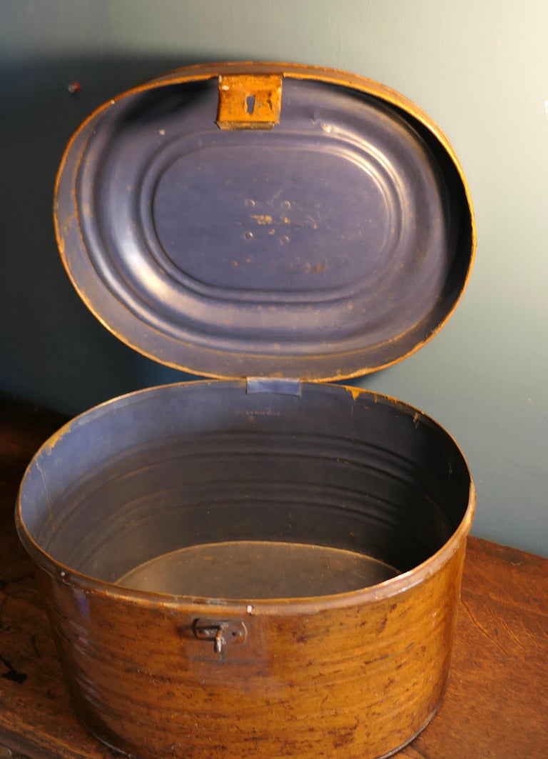 A Large Size Victorian Original Painted Tin Hat Box For Sale at 1stDibs