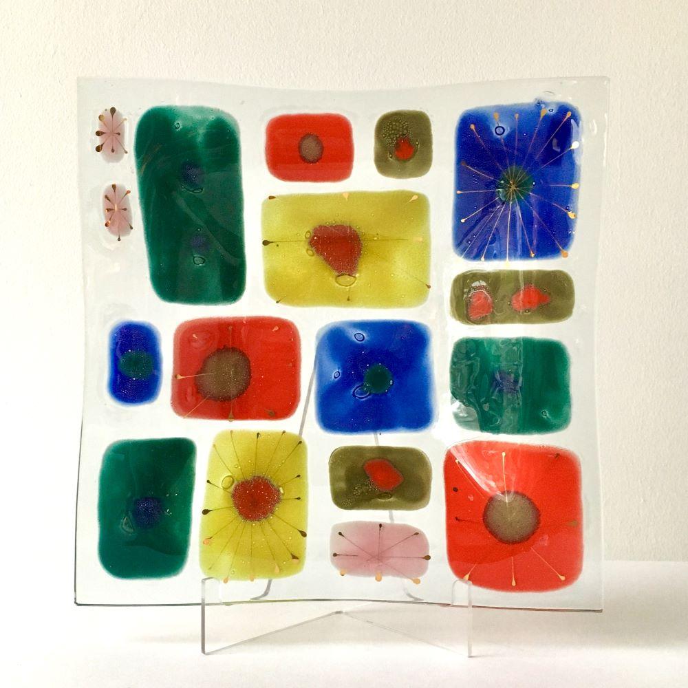 A Large Studio Coral Fused Art Glass Plate by Higgins 1950s For Sale at ...