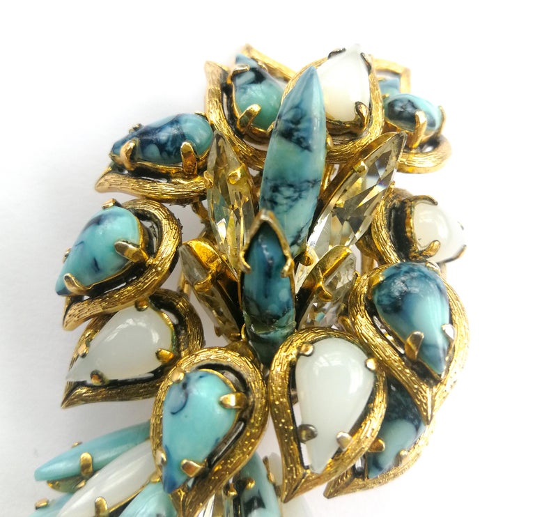 A large turquoise, opaline and clear paste brooch, Christian Dior ...