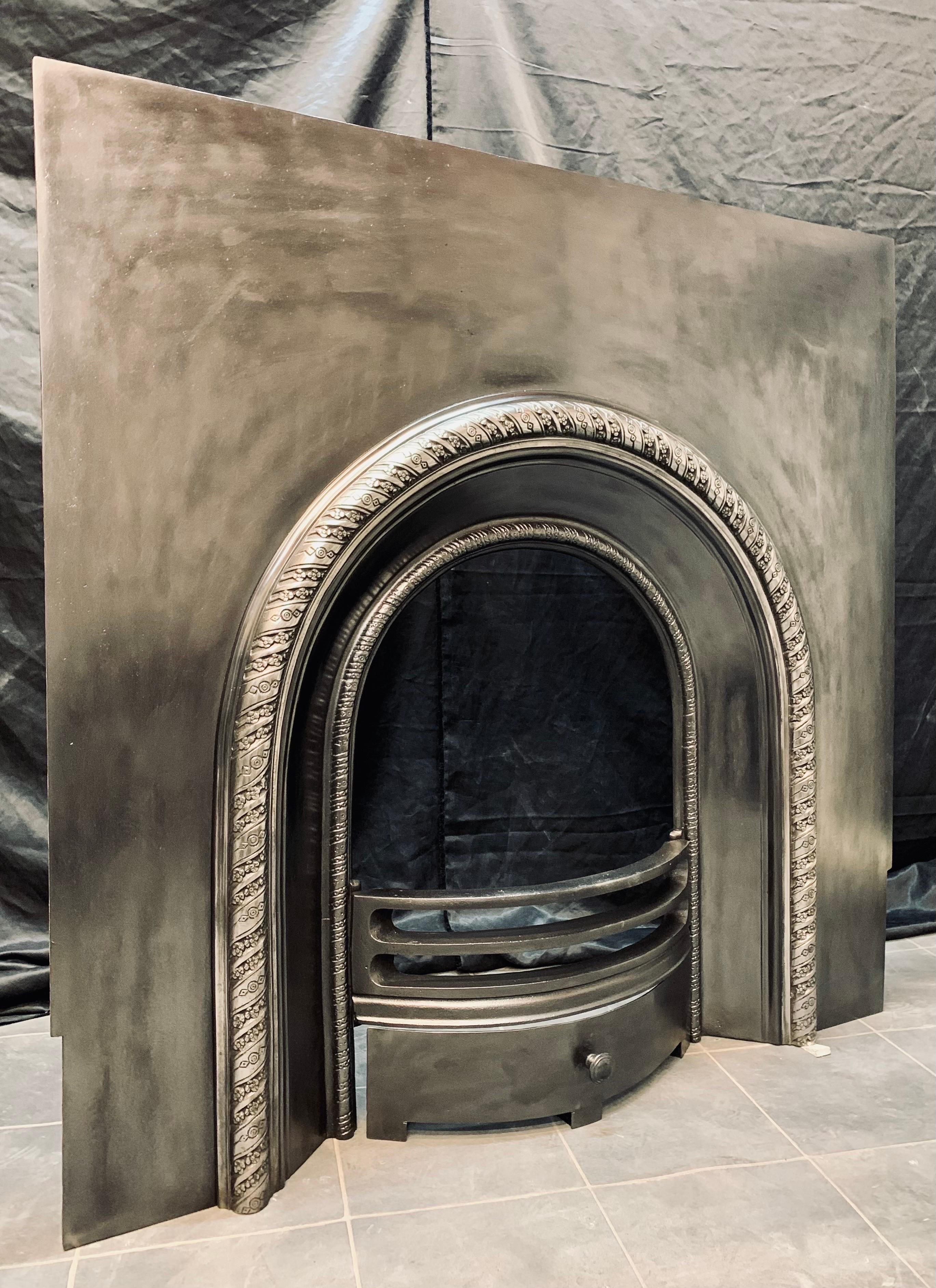 Large Victorian 19th Century Arched Cast Iron Fireplace Insert For Sale ...
