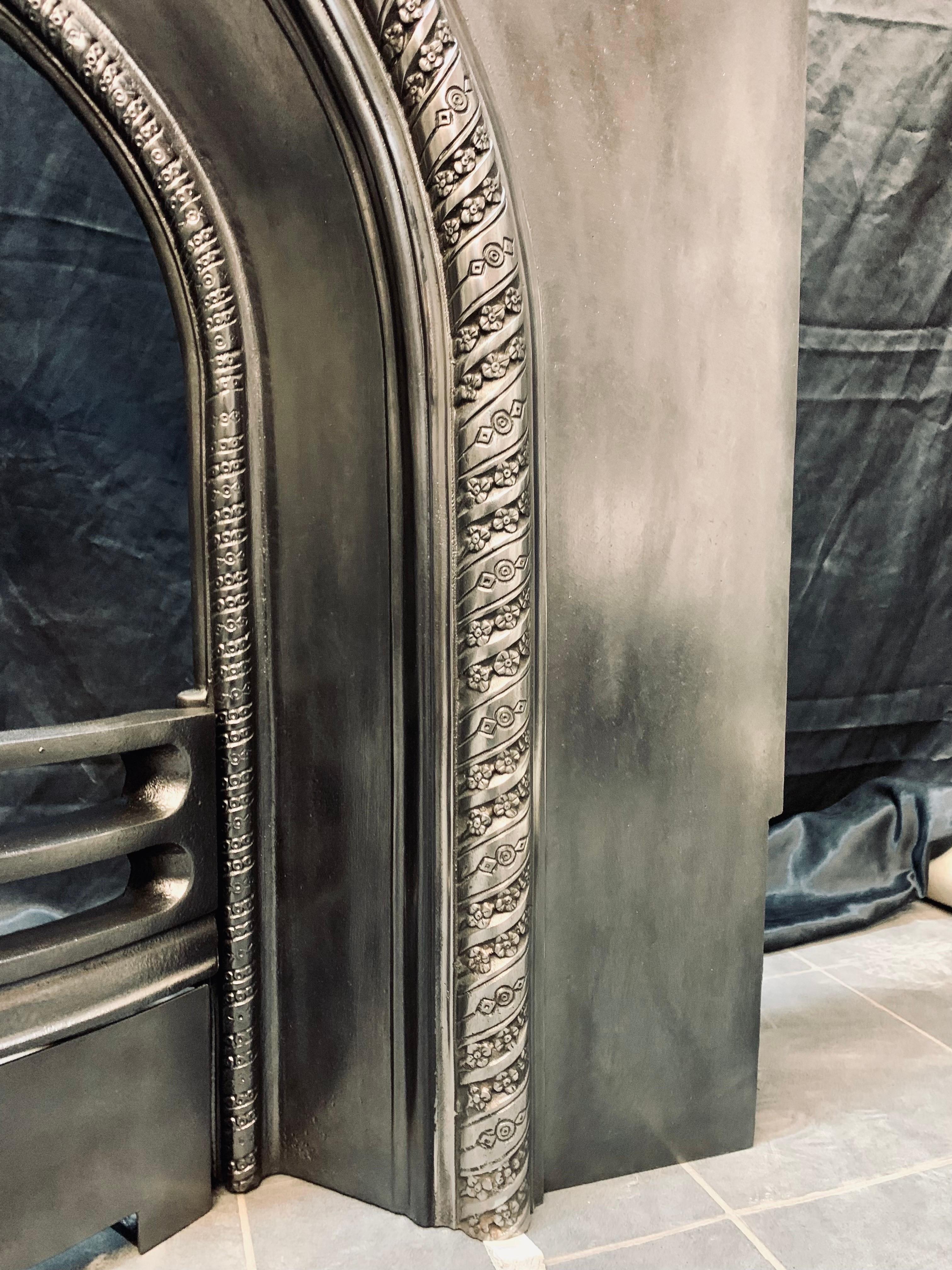 Large Victorian 19th Century Arched Cast Iron Fireplace Insert For Sale ...