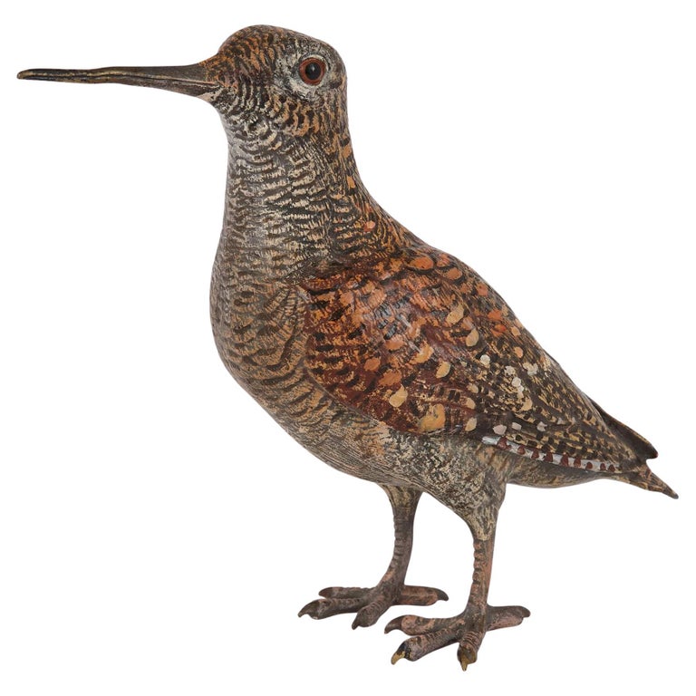 Large Viennese Antique Cold Painted Bronze Bird Model, Attr. Bergman ...