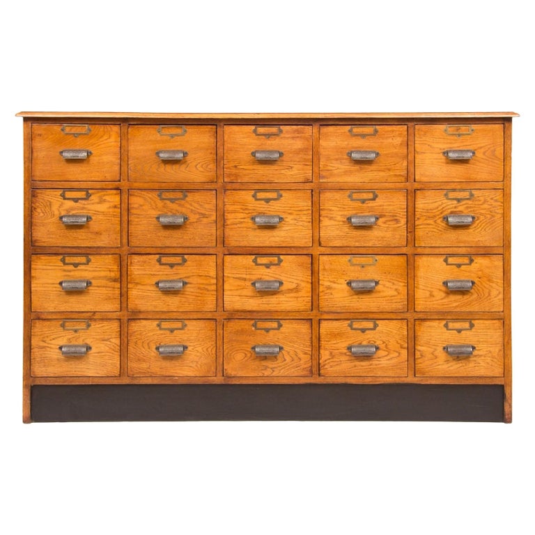 Large Vintage Style Oak Bank of Drawers at 1stDibs | drawer bank, bank ...