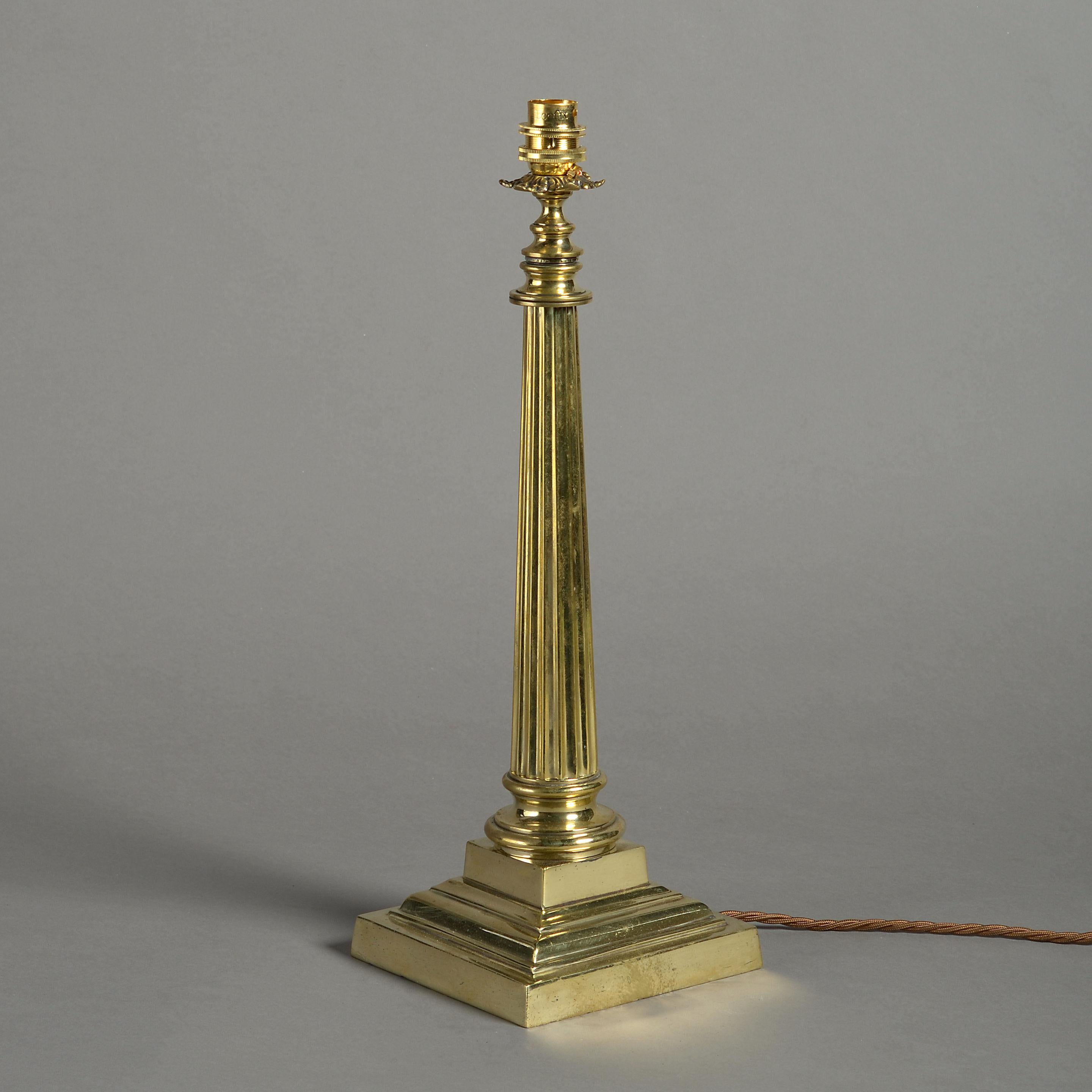 Late 19th Century Brass Column Lamp Base at 1stDibs