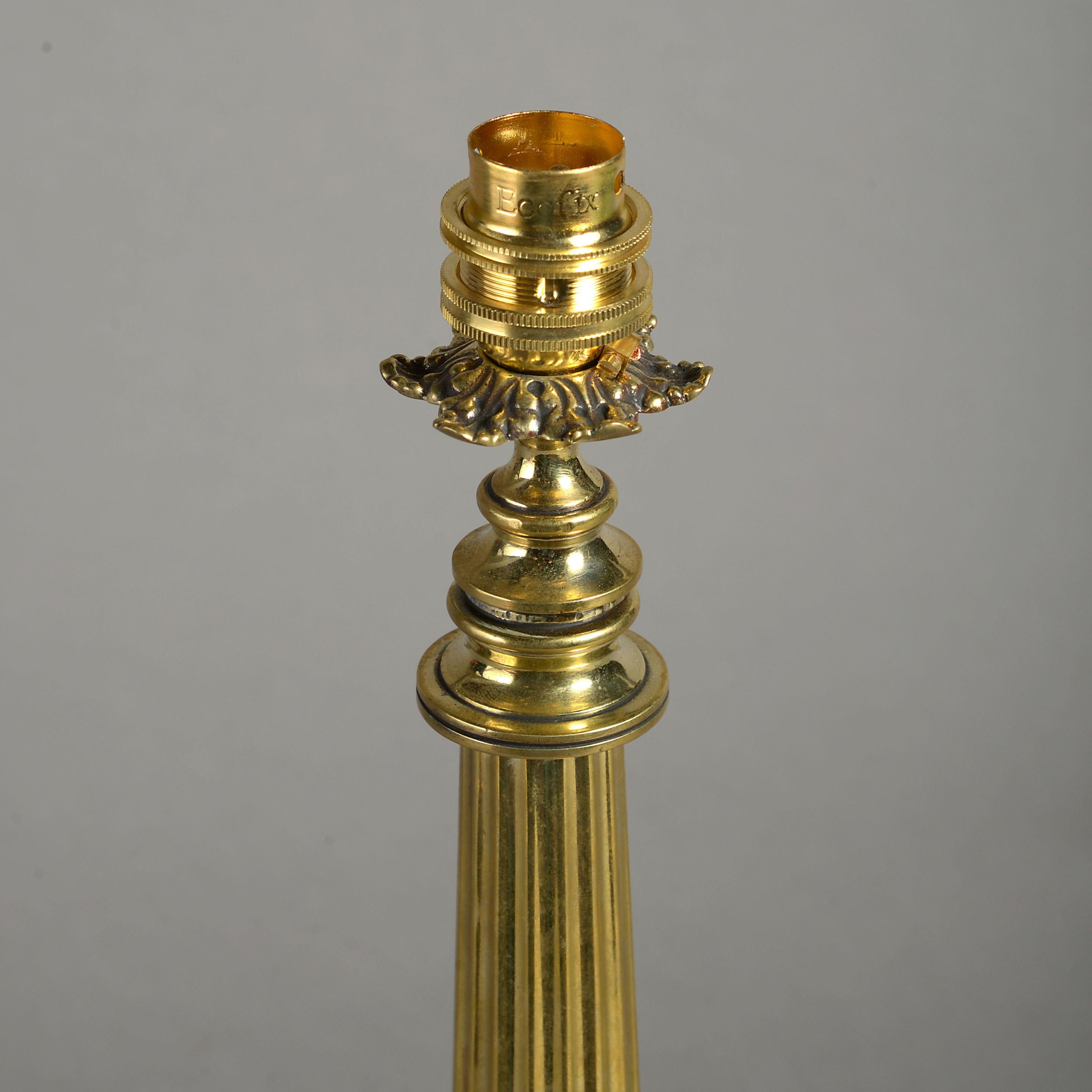 Late 19th Century Brass Column Lamp Base at 1stDibs