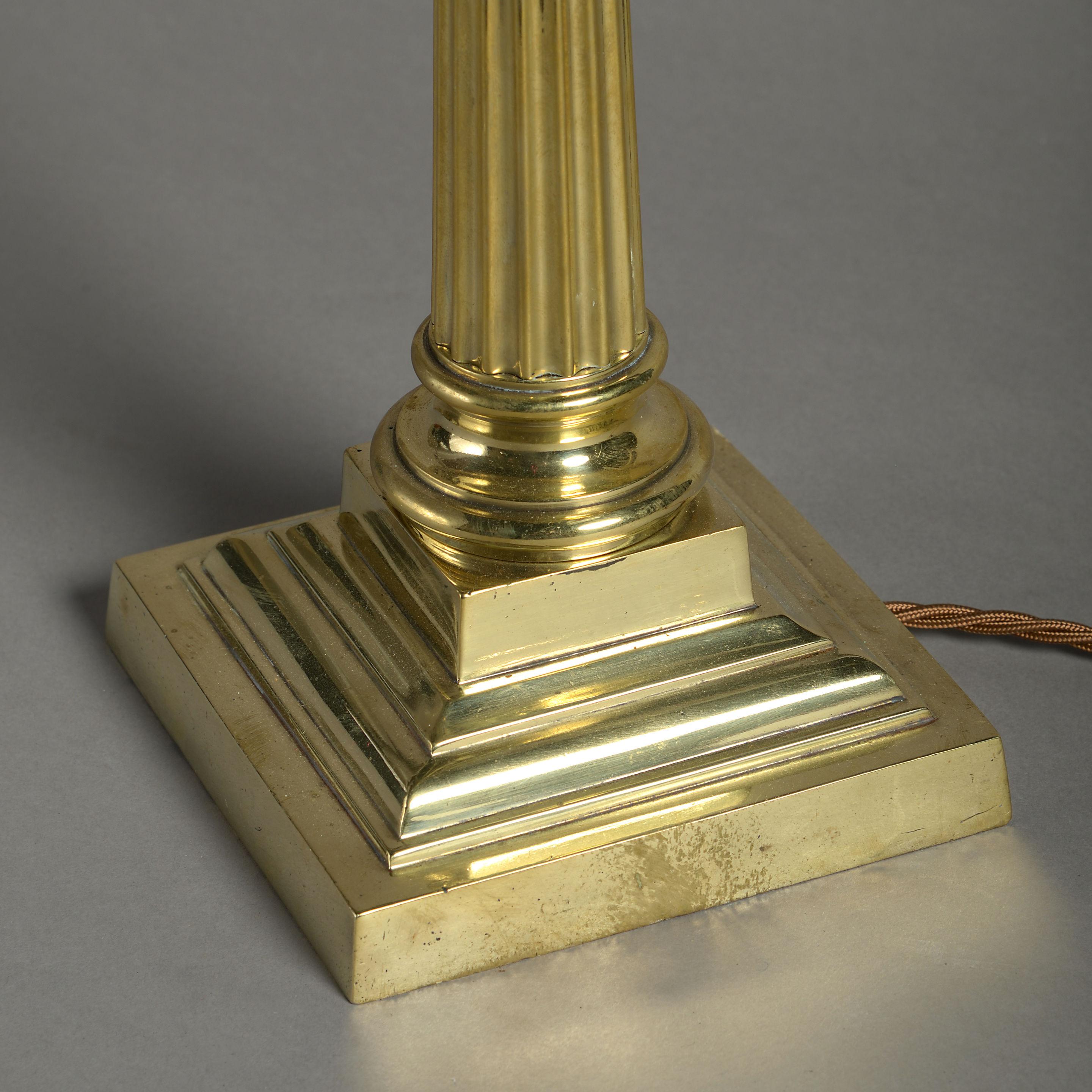 Late 19th Century Brass Column Lamp Base at 1stDibs