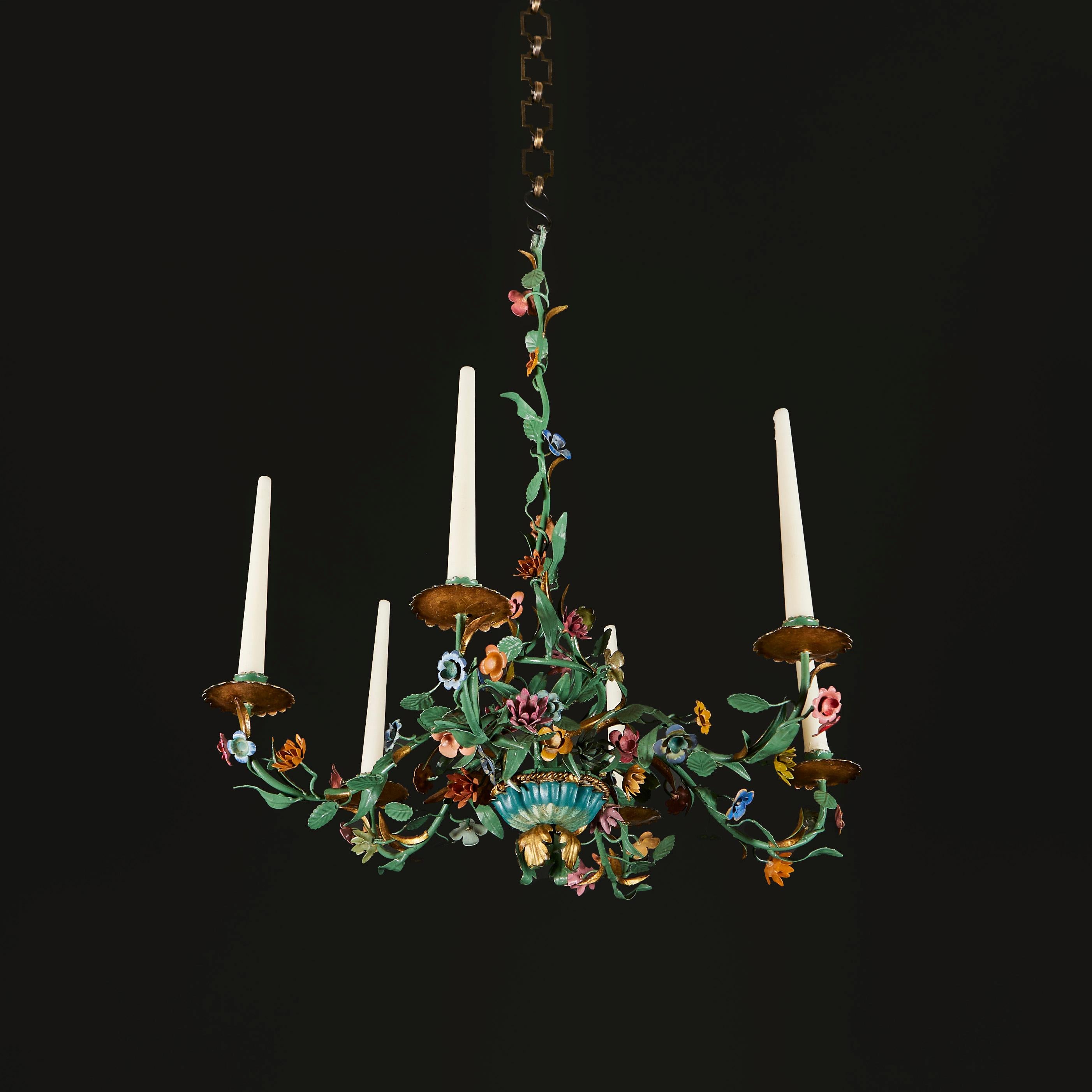 Late 19th Century French Tole Chandelier For Sale at 1stDibs