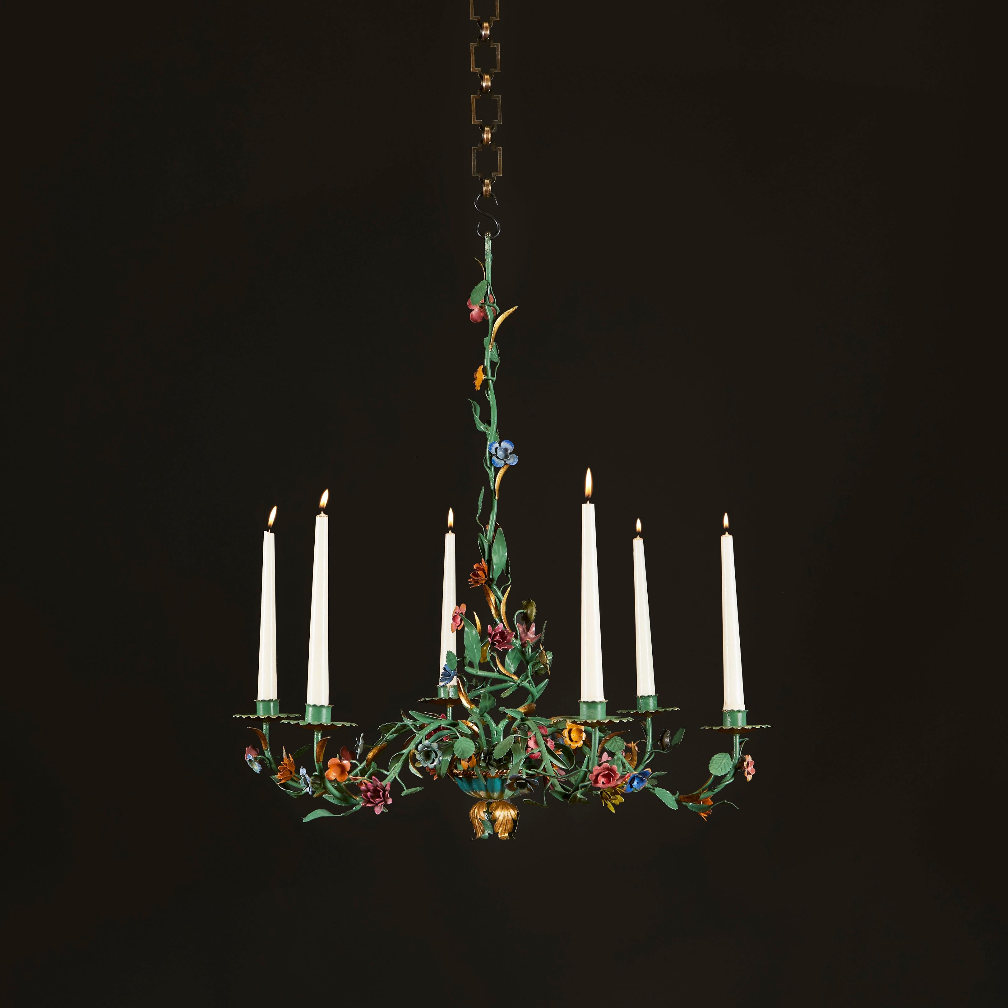 Late 19th Century French Tole Chandelier For Sale at 1stDibs