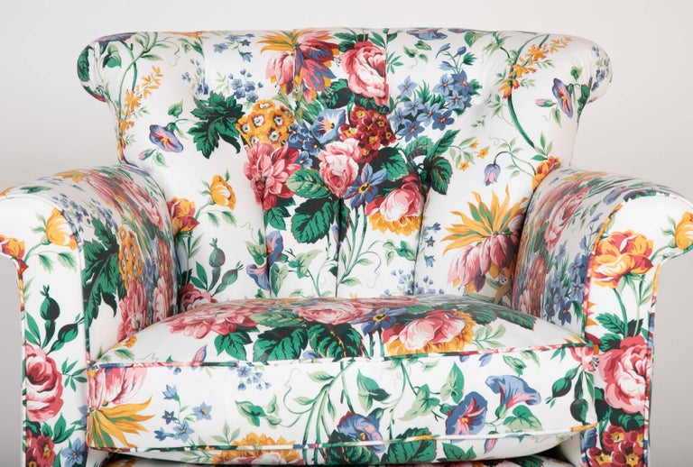 Late 19th Century Howard and Sons Beechwood Club Chair and Ottoman at ...