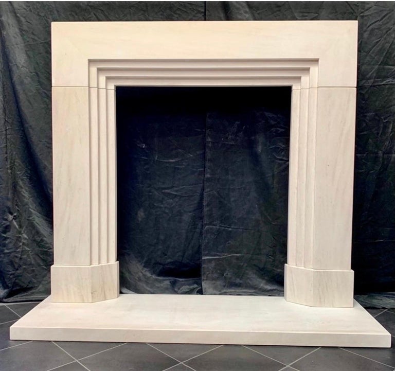 Late Edwardian Stepped Limestone Fireplace Surround in the Art Deco ...