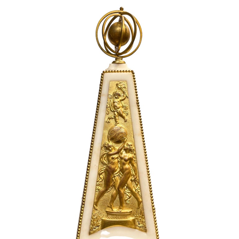 Late Louis XVI Gilt Bronze and Marble Obelisk Clock and Stand For Sale ...