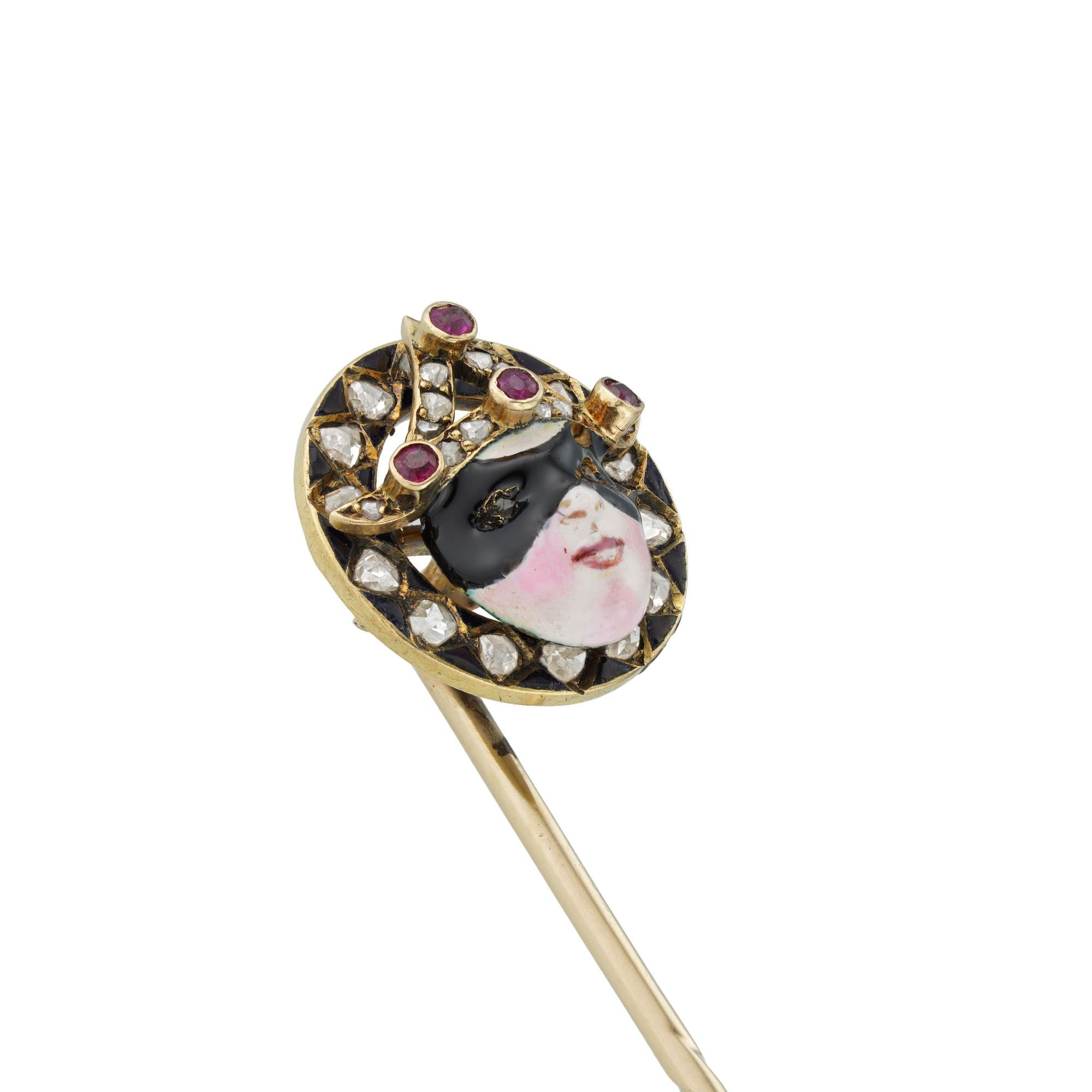 A Late Victorian Jester Stick-pin For Sale at 1stDibs