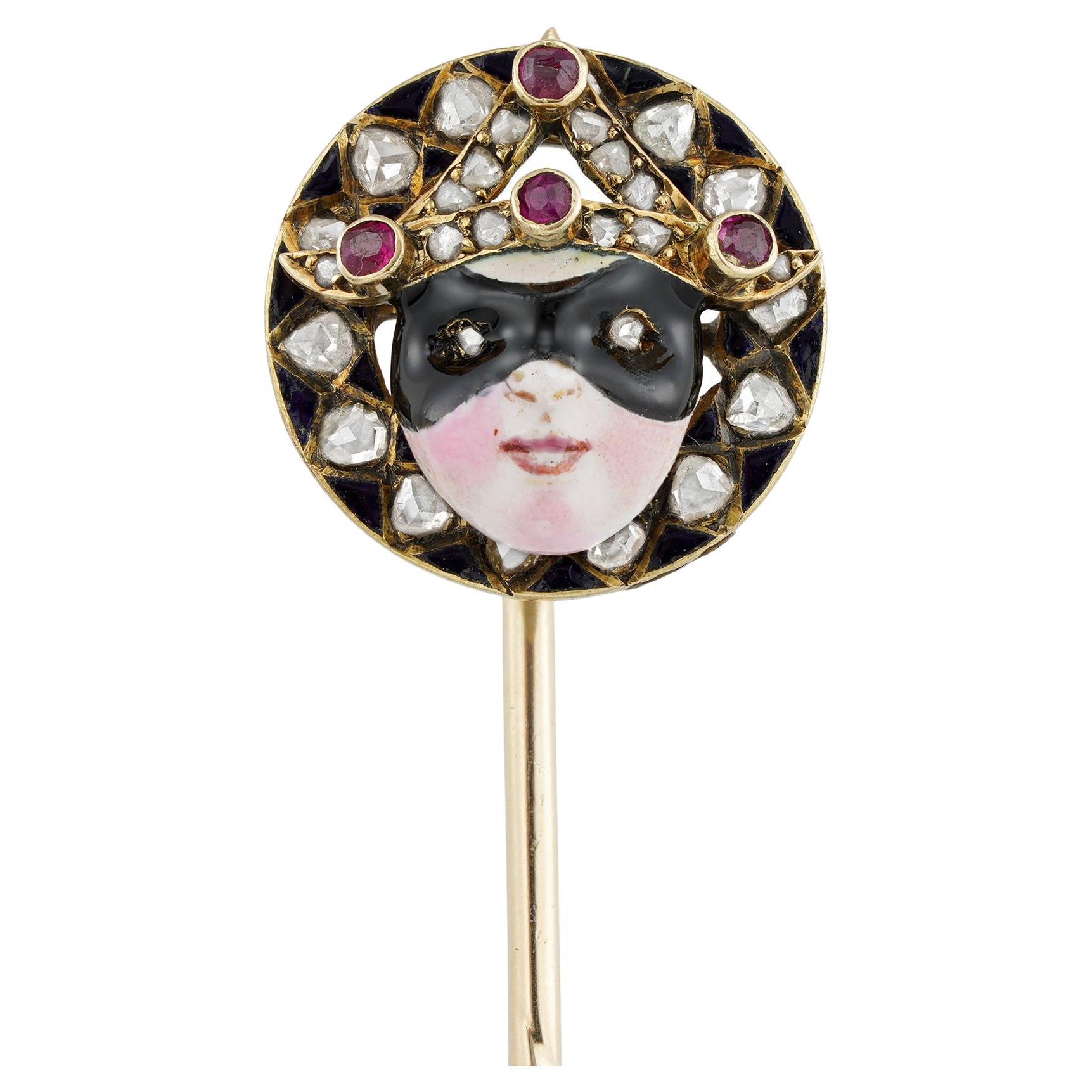 Dancing Masquerade Jester Enamel Brooch Pin at 1stDibs | jester dancing ...