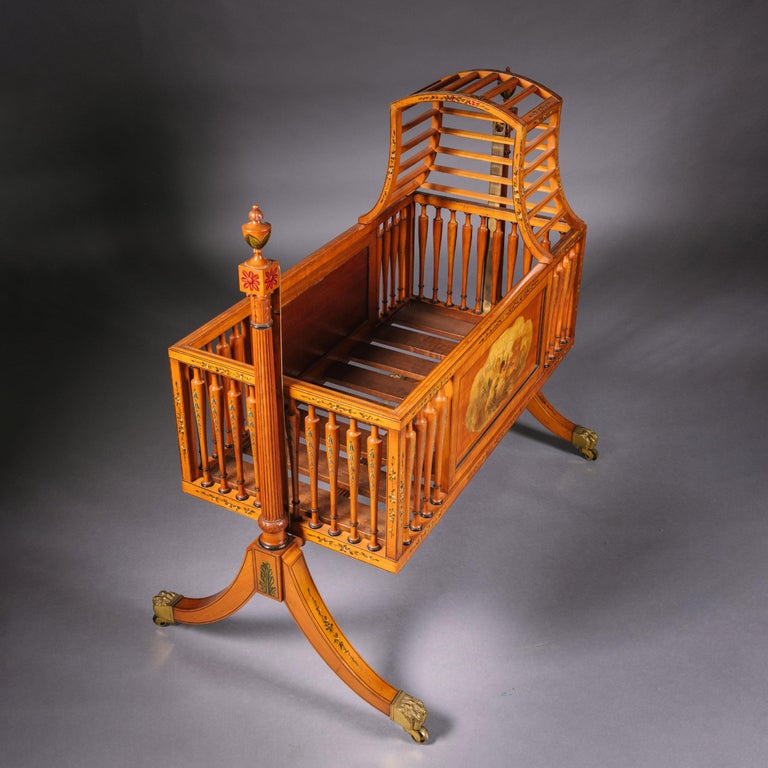 Late Victorian Satinwood Crib. After a Design by Thomas Sheraton For ...