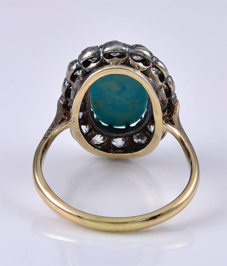 Late Victorian Turquoise and Diamond Ring at 1stDibs