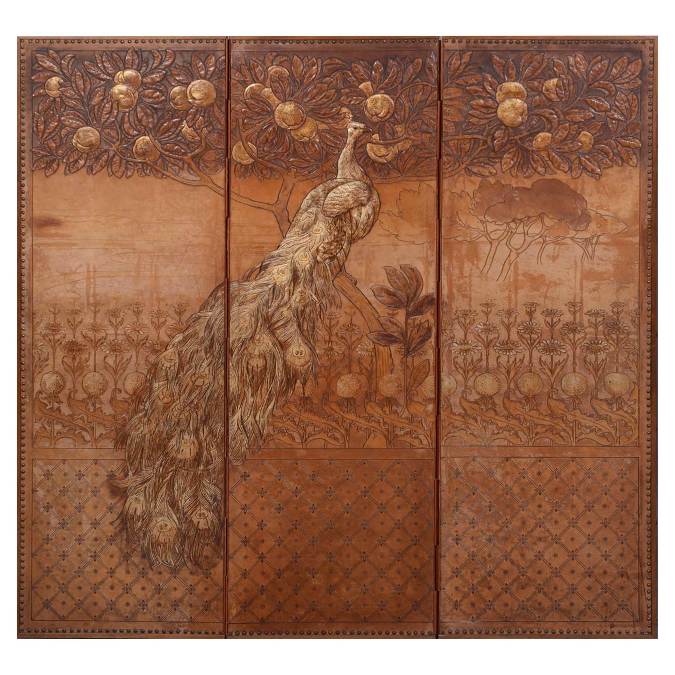 Golded Folding Screen in Gold Finish For Sale at 1stDibs