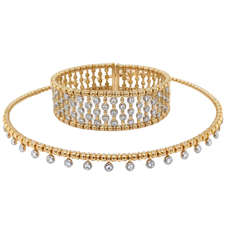 Link Collection Bezel Set Beaded Etruscan Style Cuff Diamond Bracelet 1 ...