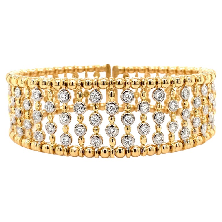 Link Collection Bezel Set Beaded Etruscan Style Cuff Diamond Bracelet 1 ...