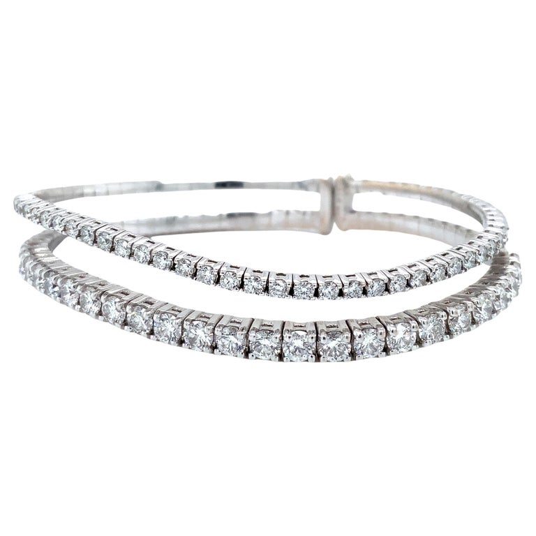 Link Double Row Wave Diamond 4.47 Cts. Tw. Flexible Cuff Bracelet Set ...
