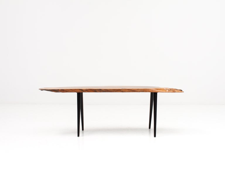 Live Edge 1960s Yew Wood Coffee Table For Sale at 1stDibs