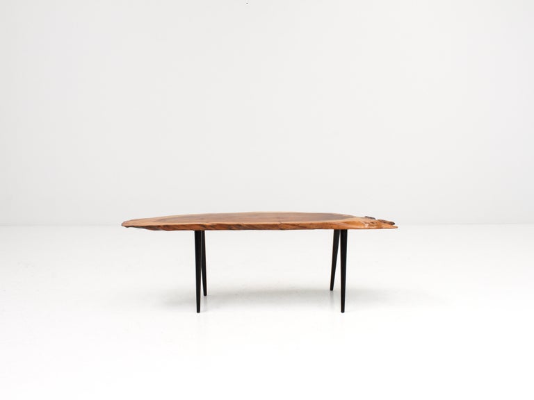 Live Edge 1960s Yew Wood Coffee Table For Sale at 1stDibs