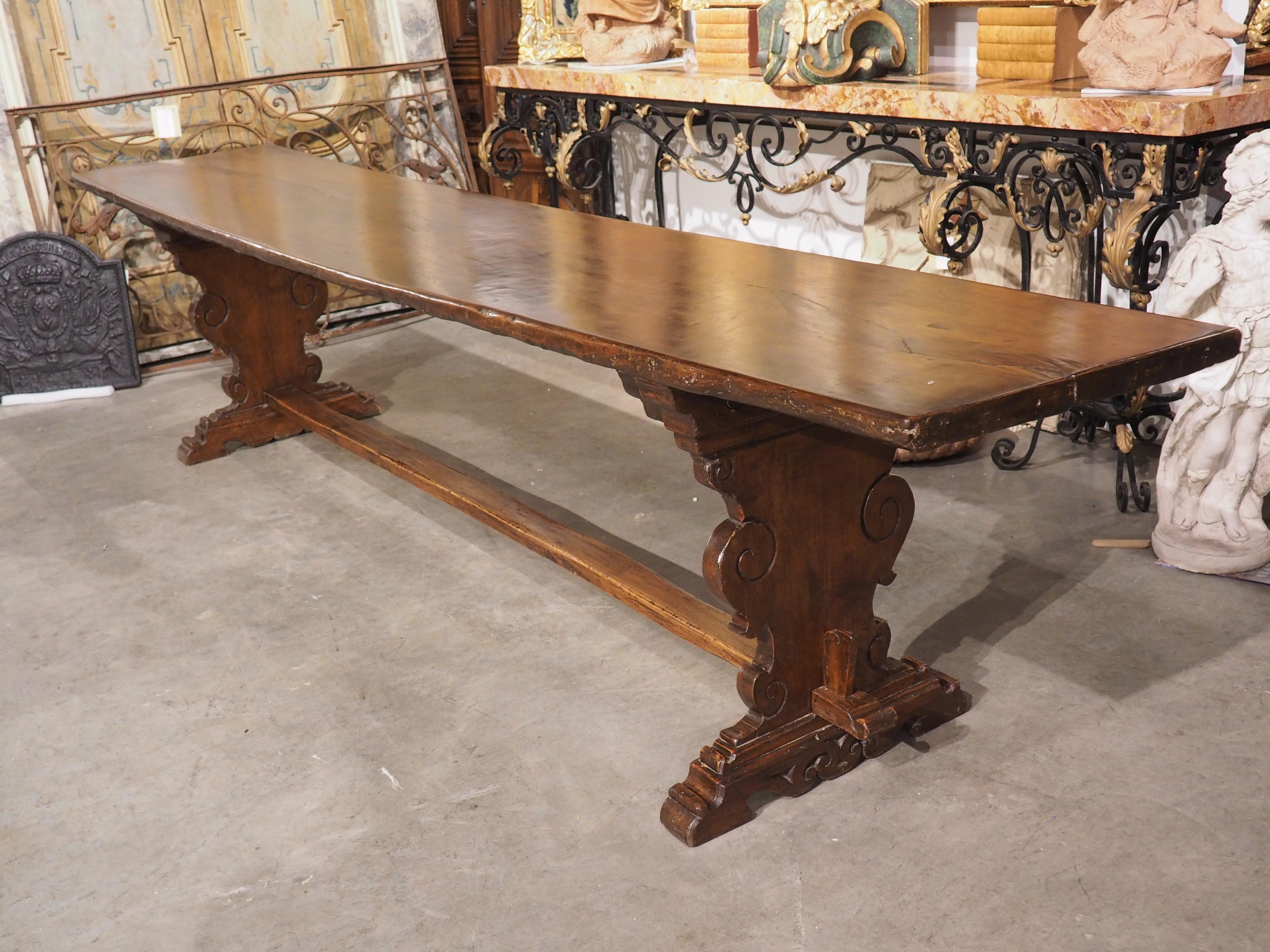 Long 17th Century Single Walnut Plank Refectory Table from Tuscany ...