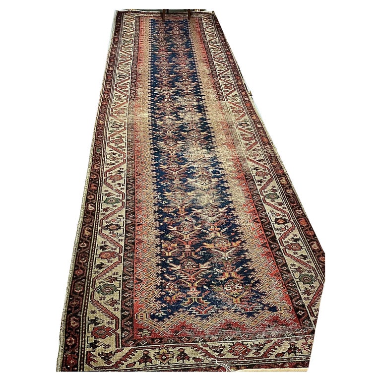 Long and Gorgeous Hand-Woven Caucasian Runner Rug For Sale at 1stDibs