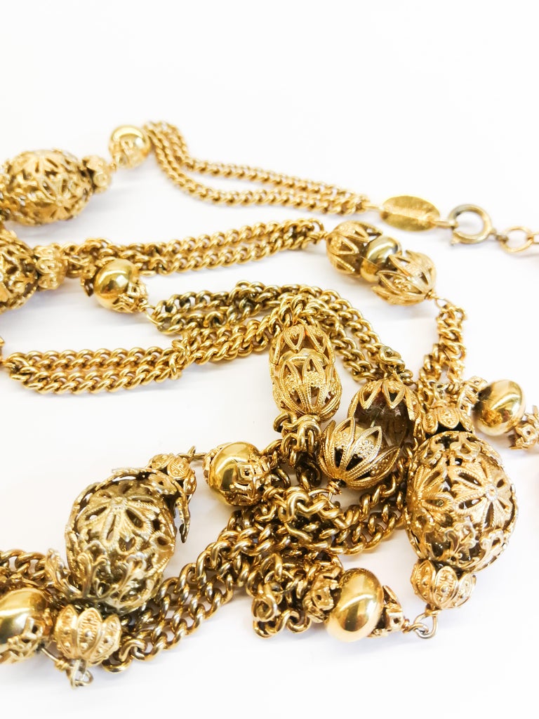 A long gilt metal/filigree sautoir/chain, Robert Goossens for Chanel ...