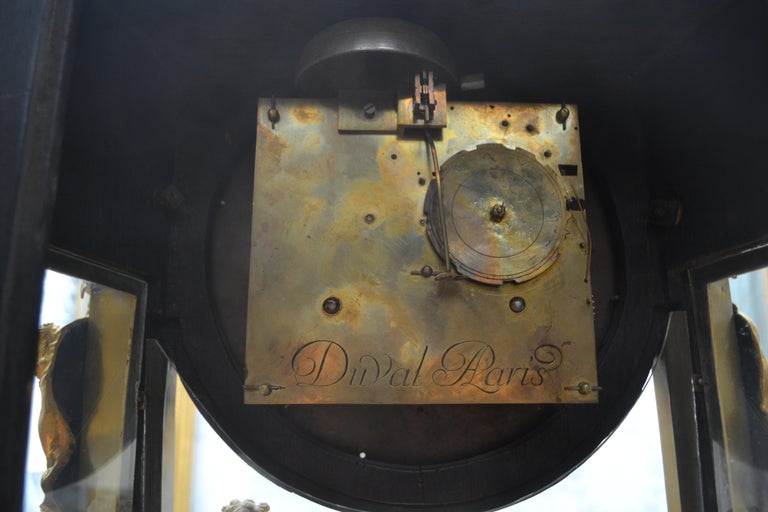 Louis XV Boulle Pedestal Clock, Movement Signed Duval, Paris at 1stDibs