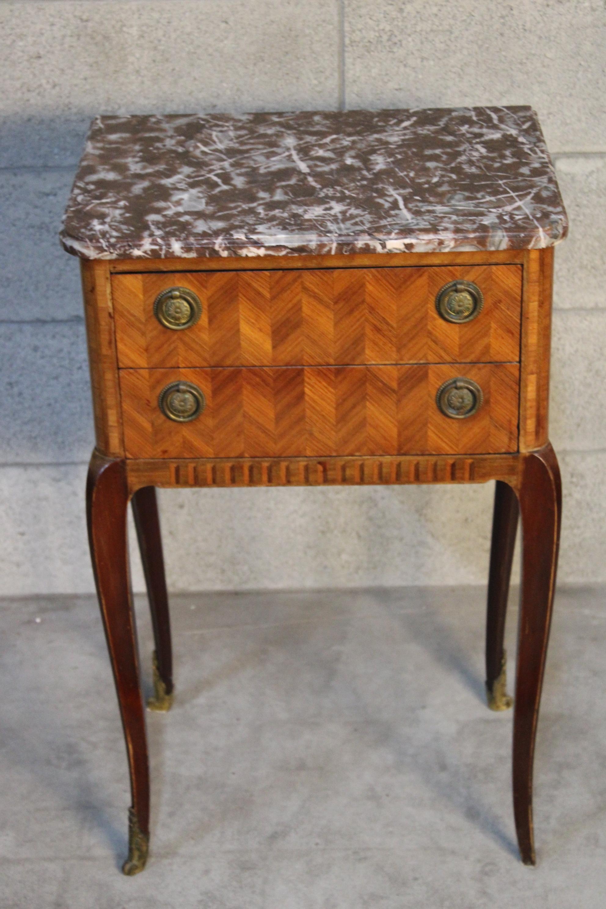 Louis XV Style 19th Century Marquetry Side Commode For Sale at 1stDibs