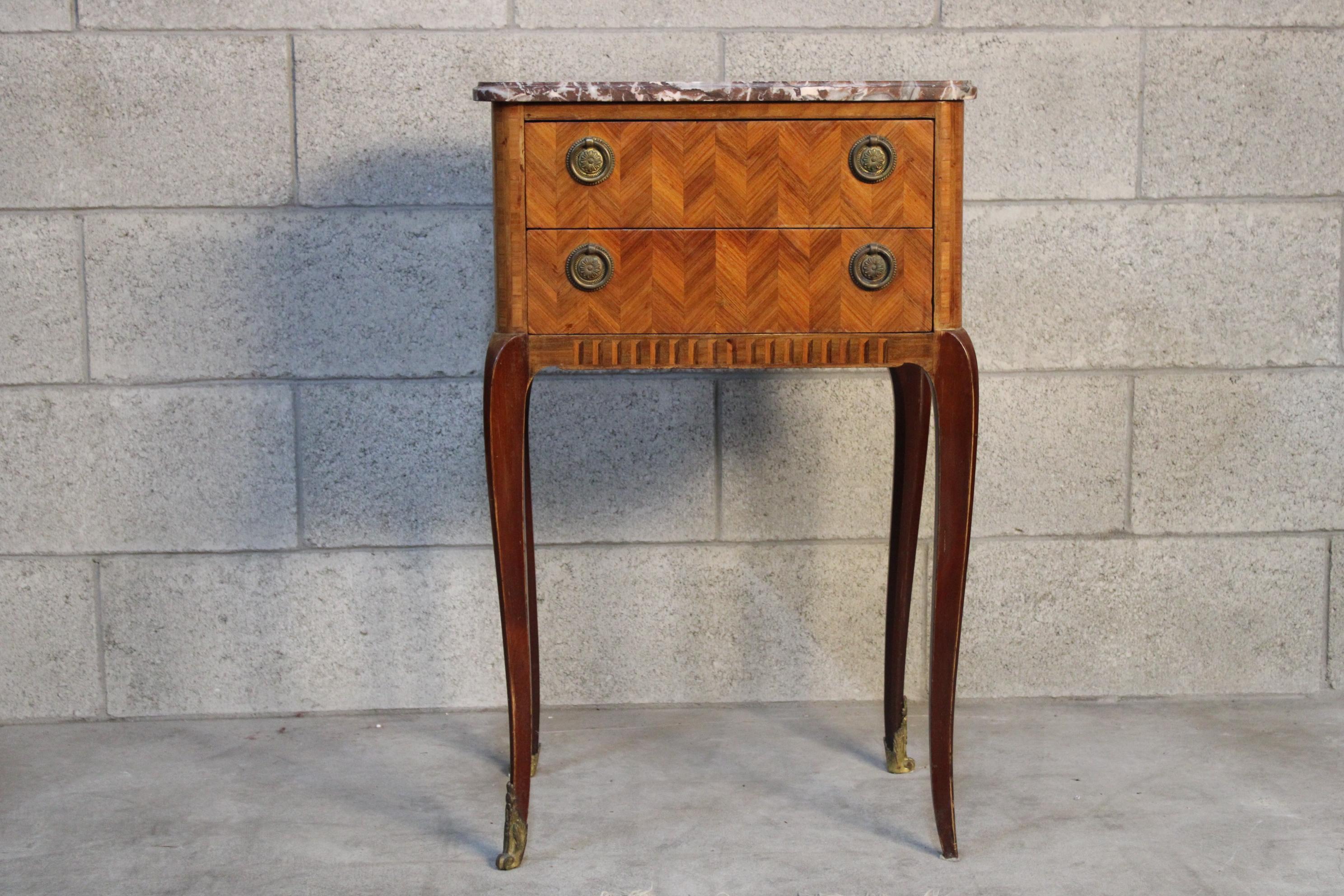 Louis XV Style 19th Century Marquetry Side Commode For Sale at 1stDibs