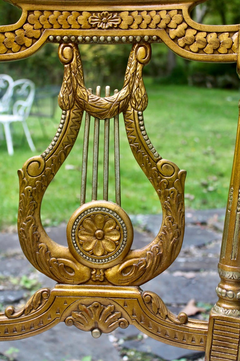 Louis XVI Style Lyre Back Gilded Side Chair For Sale at 1stDibs