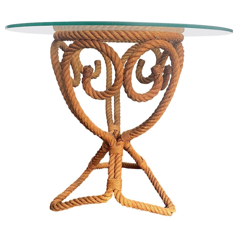 Lovely 1950s French Riviera Rope Side Table by Adrien Audoux and Frida ...