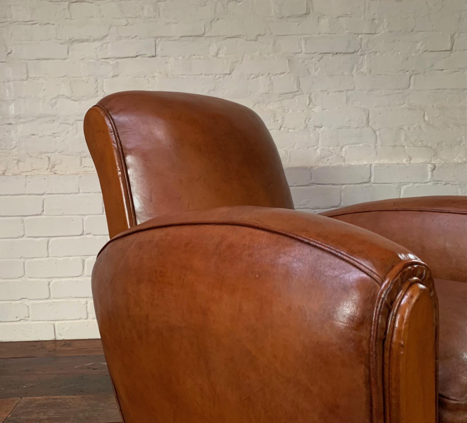 A lovely French Leather club Chair Cuban Lounge Model Circa 1940’s For ...